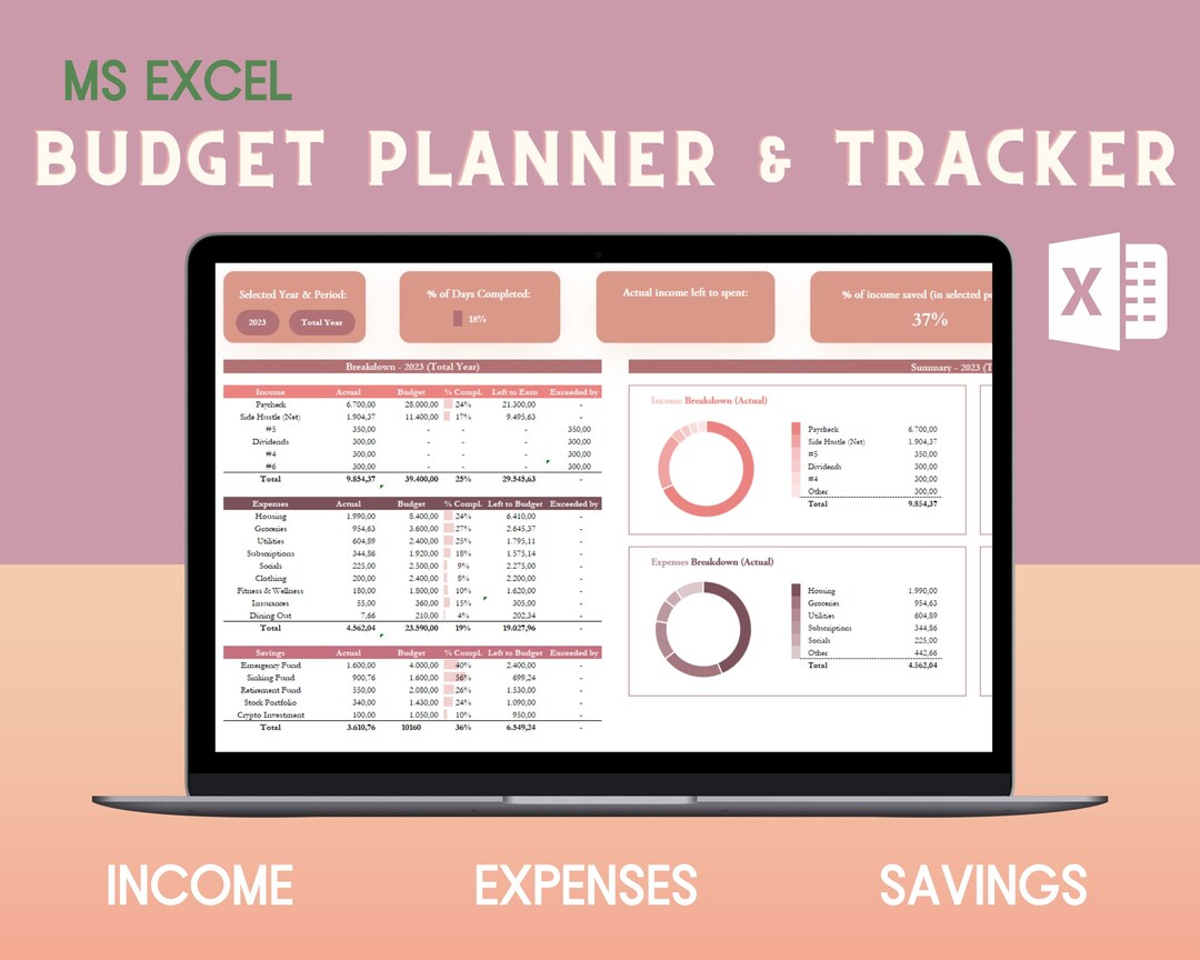 Budget Spreadsheet Excel Budget Planner Template Finance Tracker Budget ...