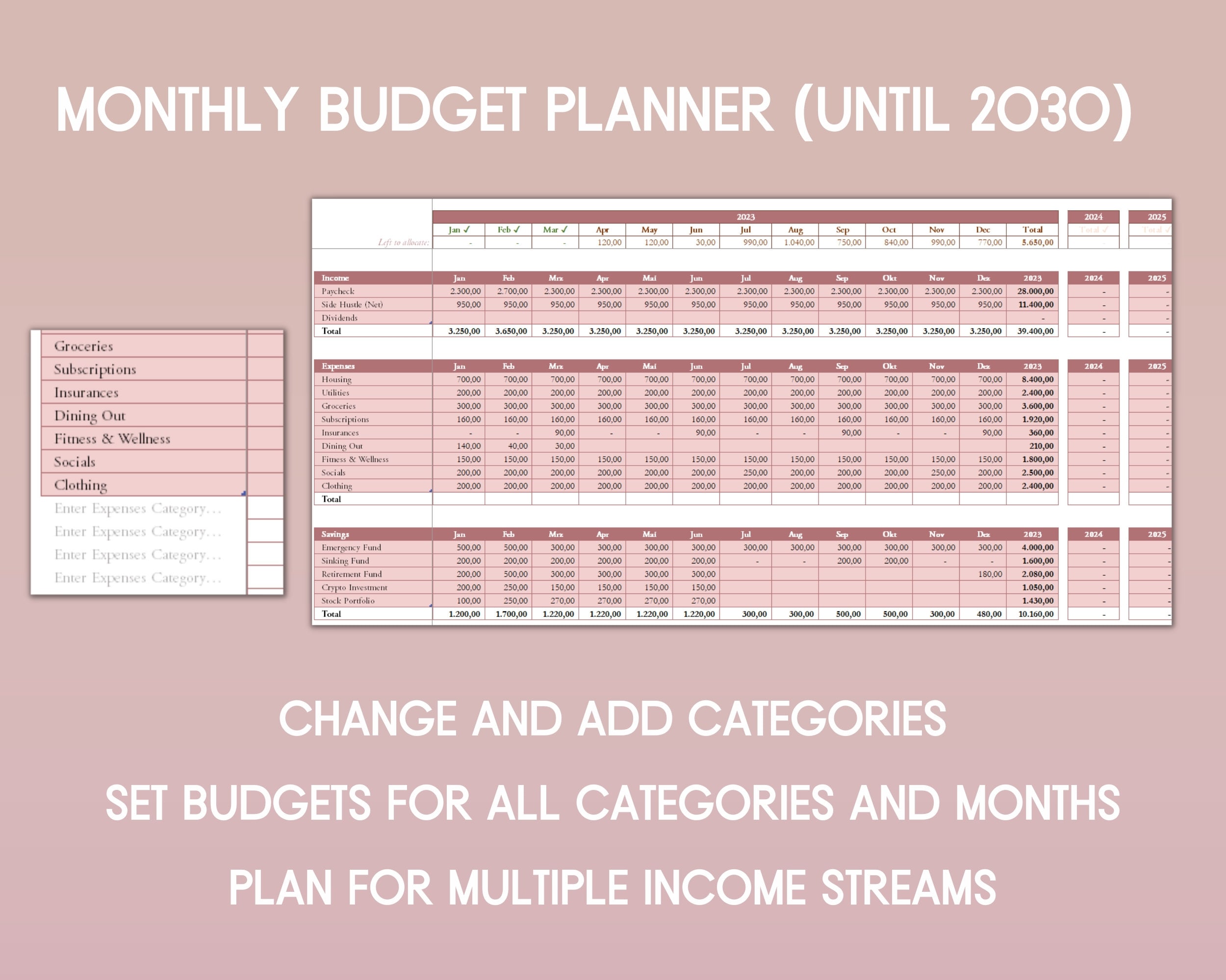 Budget Spreadsheet Excel Budget Planner Template Finance Tracker Budget ...