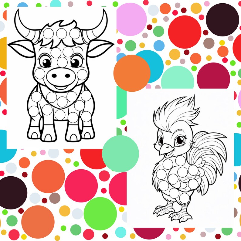 Farm Animal Dot Marker Coloring Pages: Toddler & Preschool Activity ...