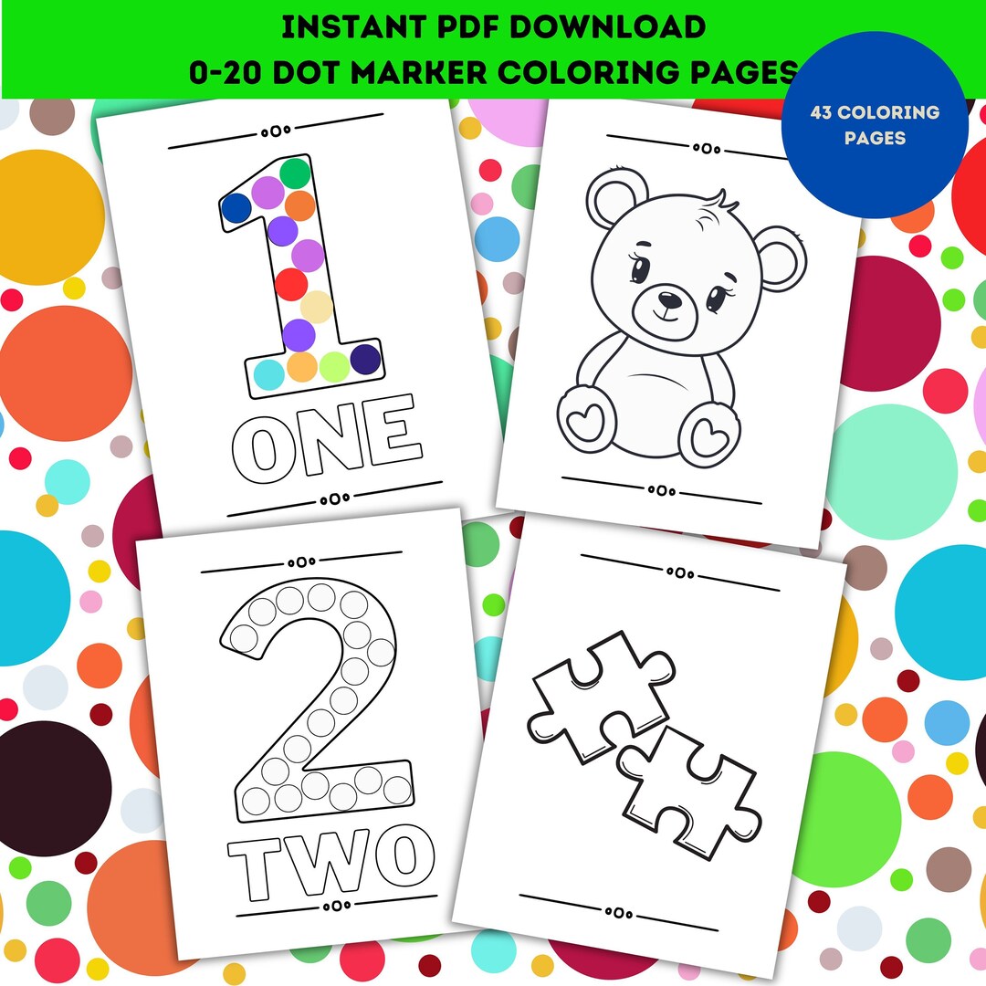 0-20 Number Dot Marker Coloring Pages for Kids and Toddlers | Do a Dot ...