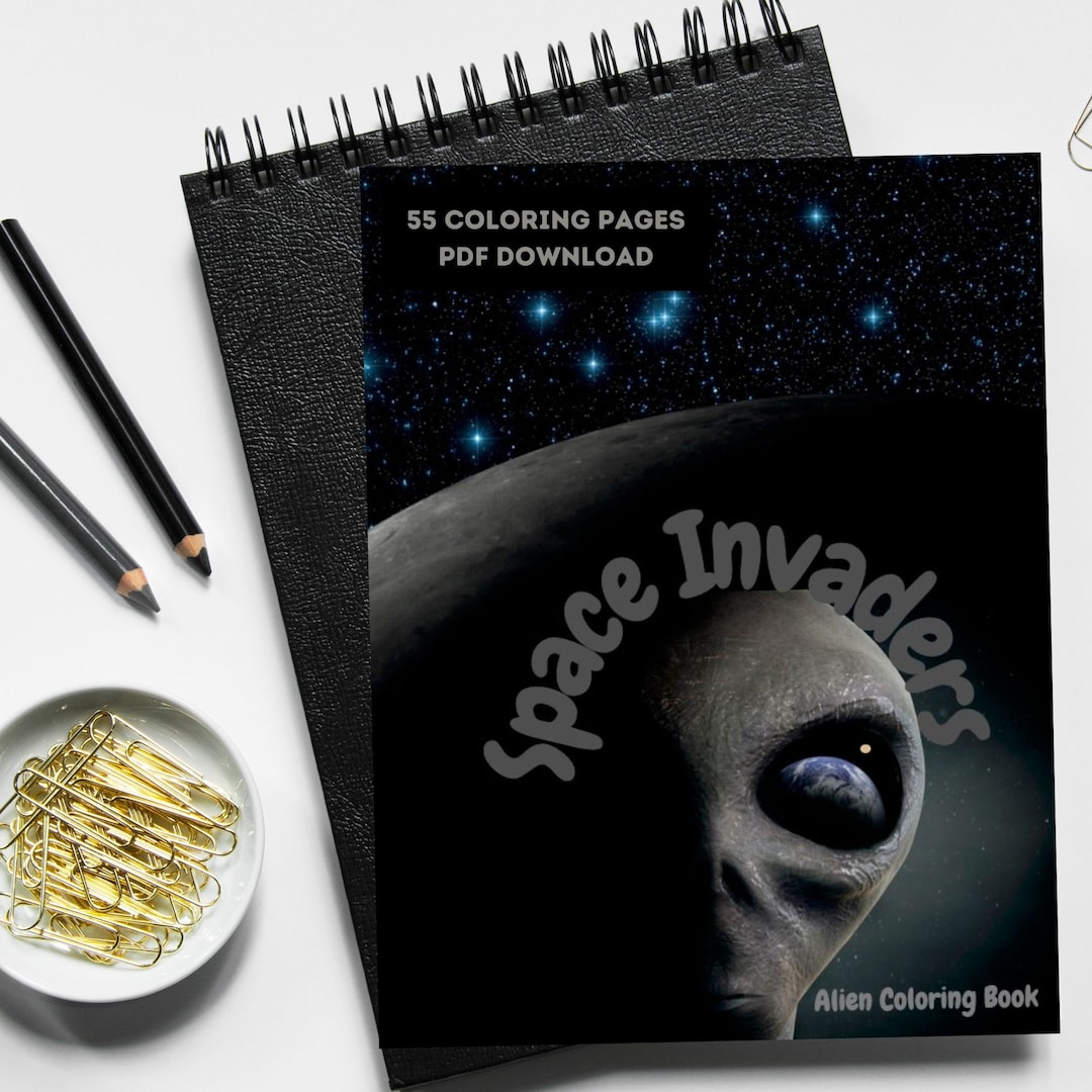 Alien Coloring Pages: Space Invaders Coloring Book for Adults and Kids ...