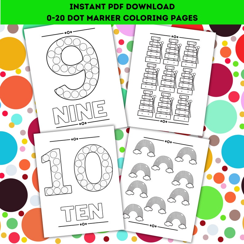 0-20 Number Dot Marker Coloring Pages for Kids and Toddlers | Do a Dot ...