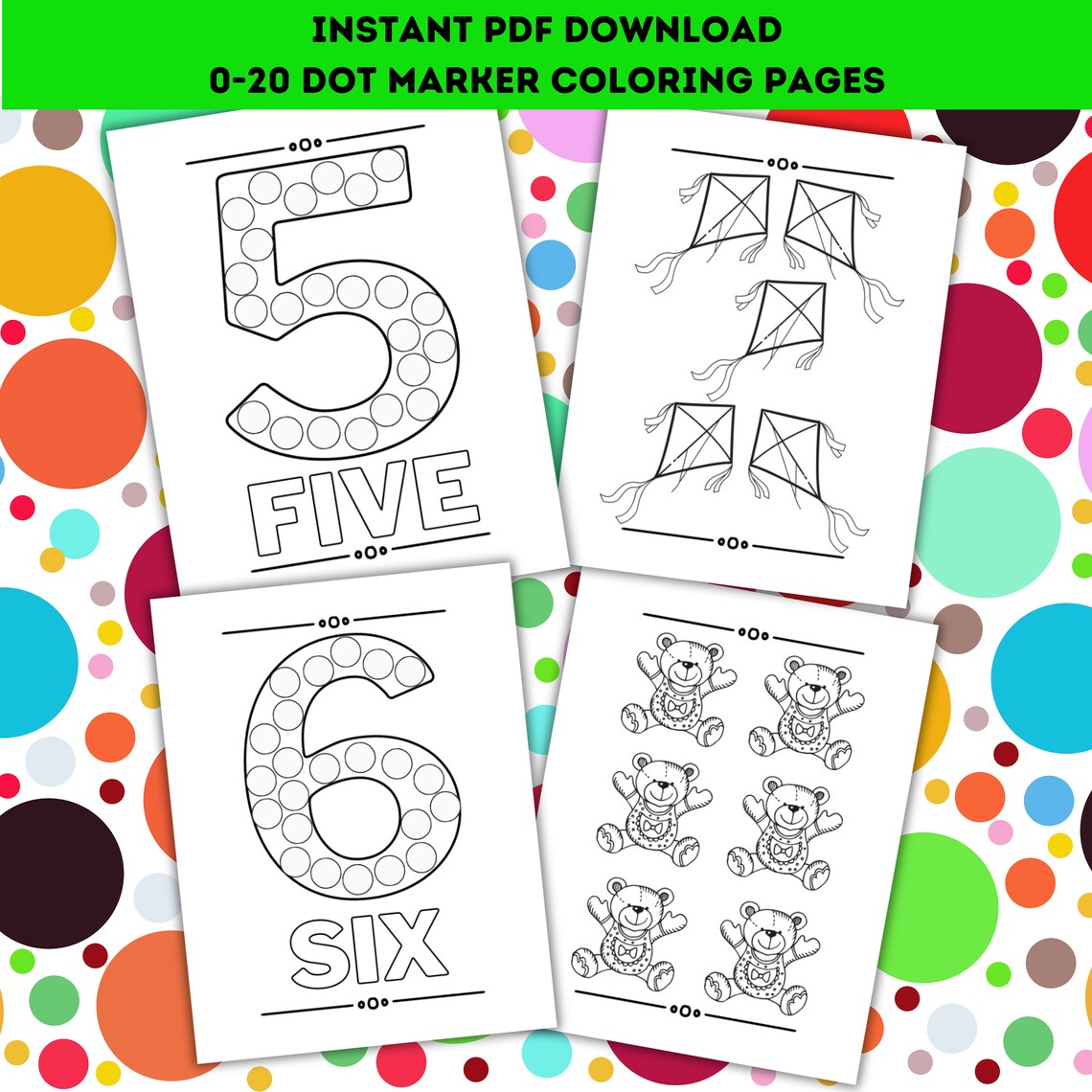 Number Dot Marker Coloring Pages: Kids Activity Book (printable, PDF ...