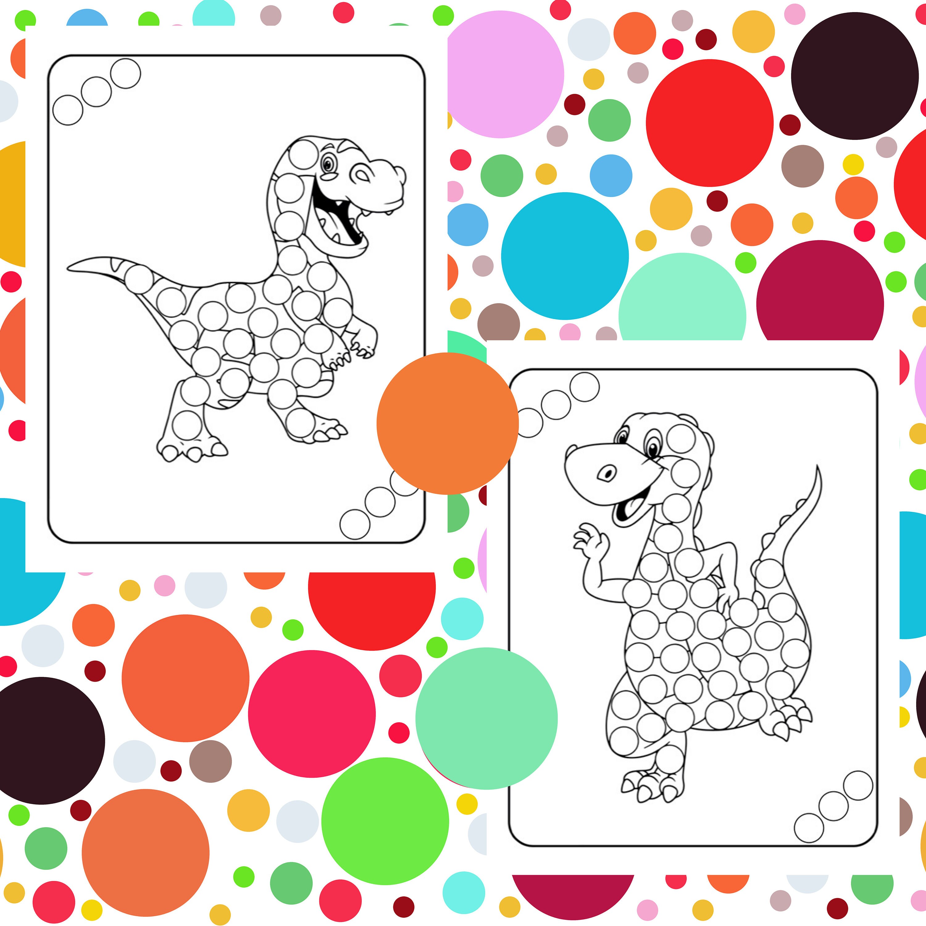 Dinosaur Dot Marker Coloring Pages for Kids and Toddlers | Cute ...