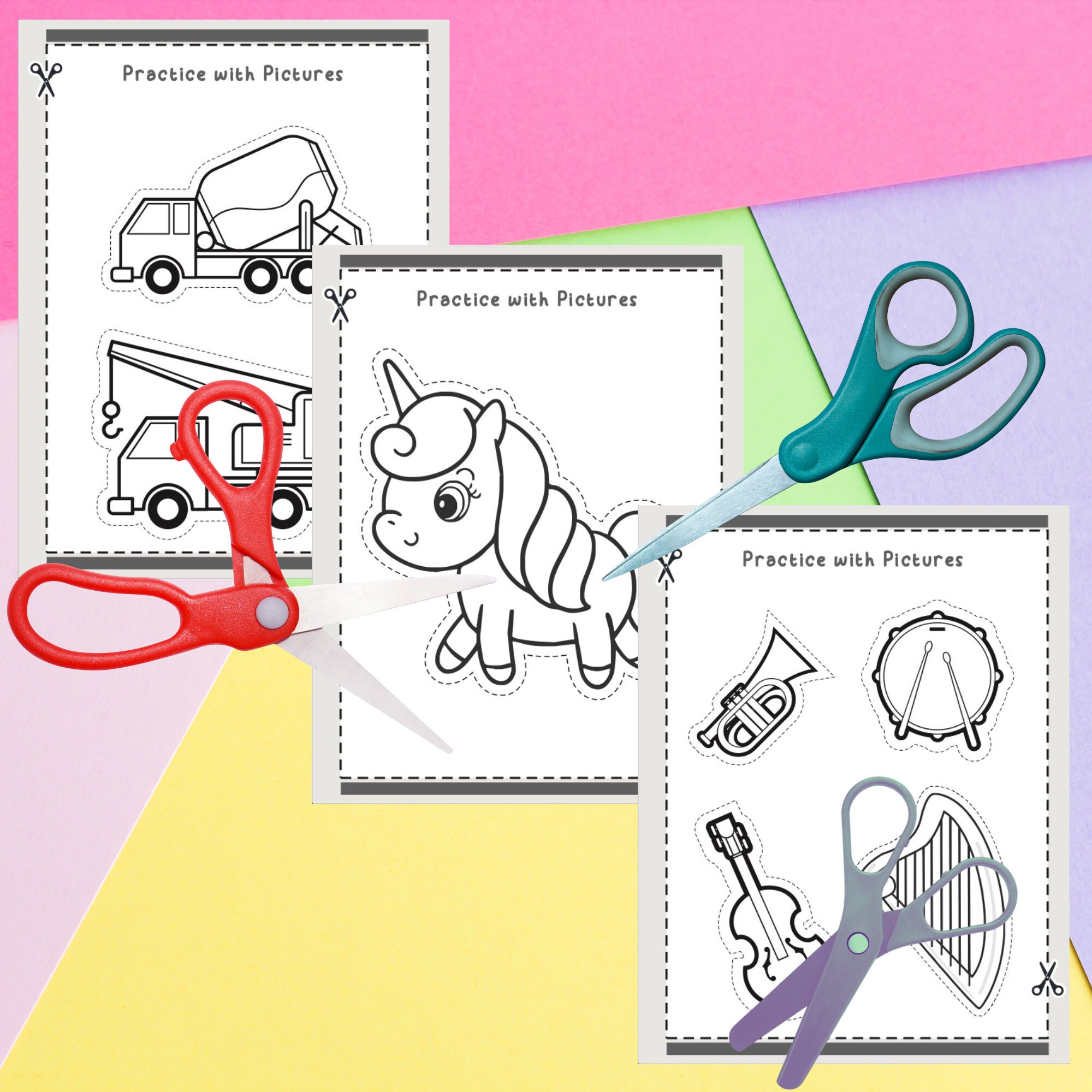 Scissor Skills: Practice With Shapes, Letters, Numbers, Pictures for ...