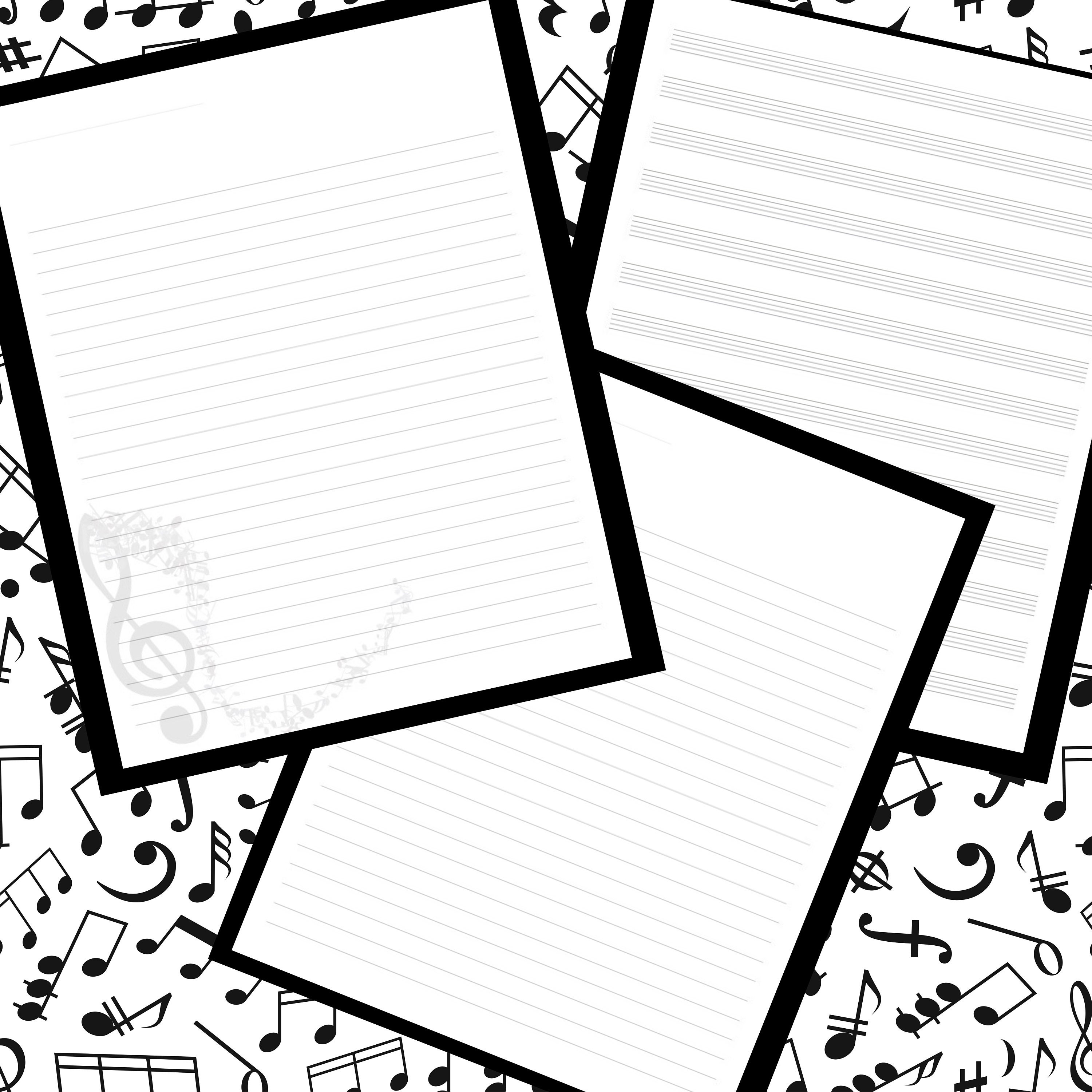 Blank Sheet Music Paper and Song Lyric Paper Manuscript Paper Staff ...