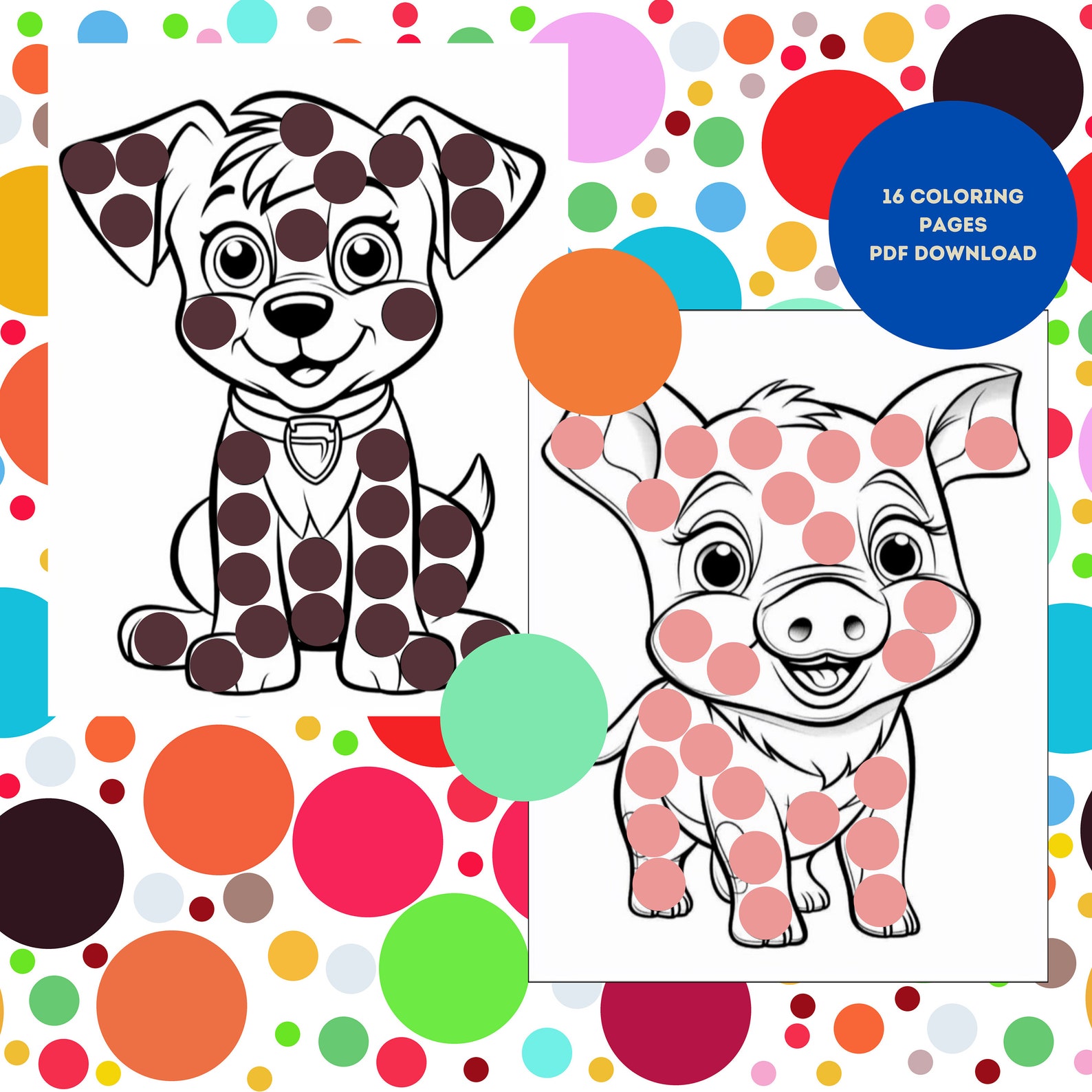 Farm Animal Dot Marker Coloring Pages for Kids and Toddlers | Cute ...