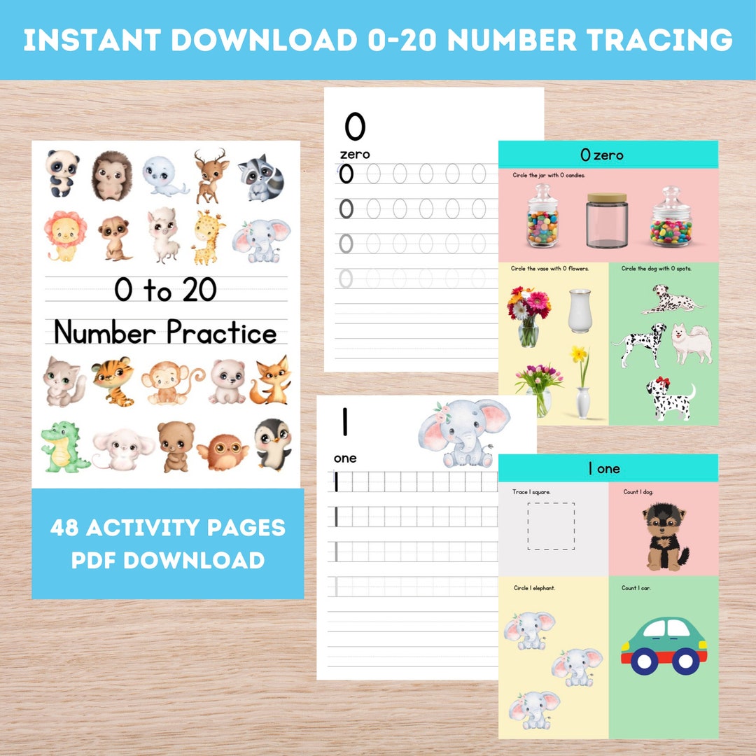 0-20 Number Practice and Activity Pages for Kids and Toddlers | Number ...