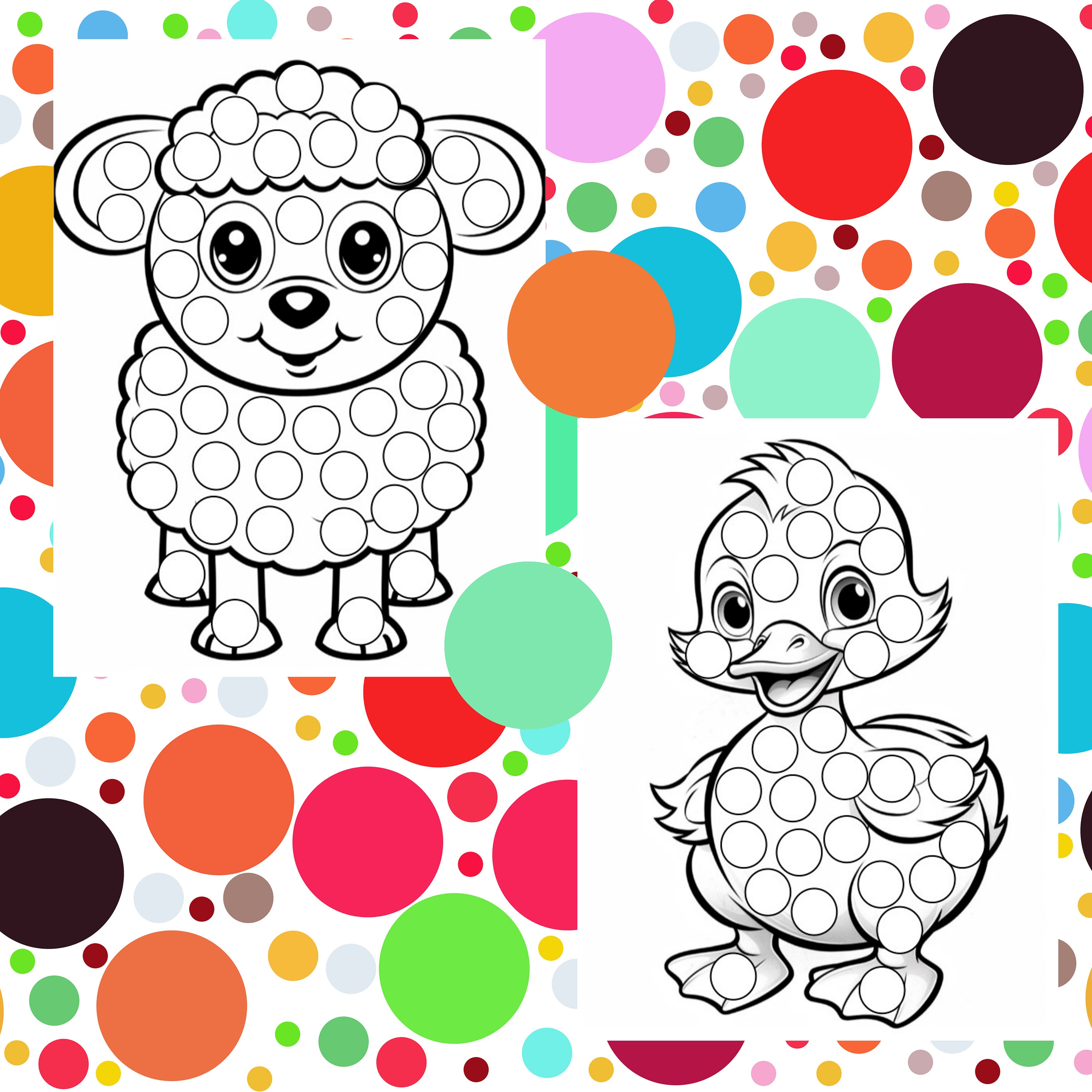 Farm Animal Dot Marker Coloring Pages: Toddler & Preschool Activity ...