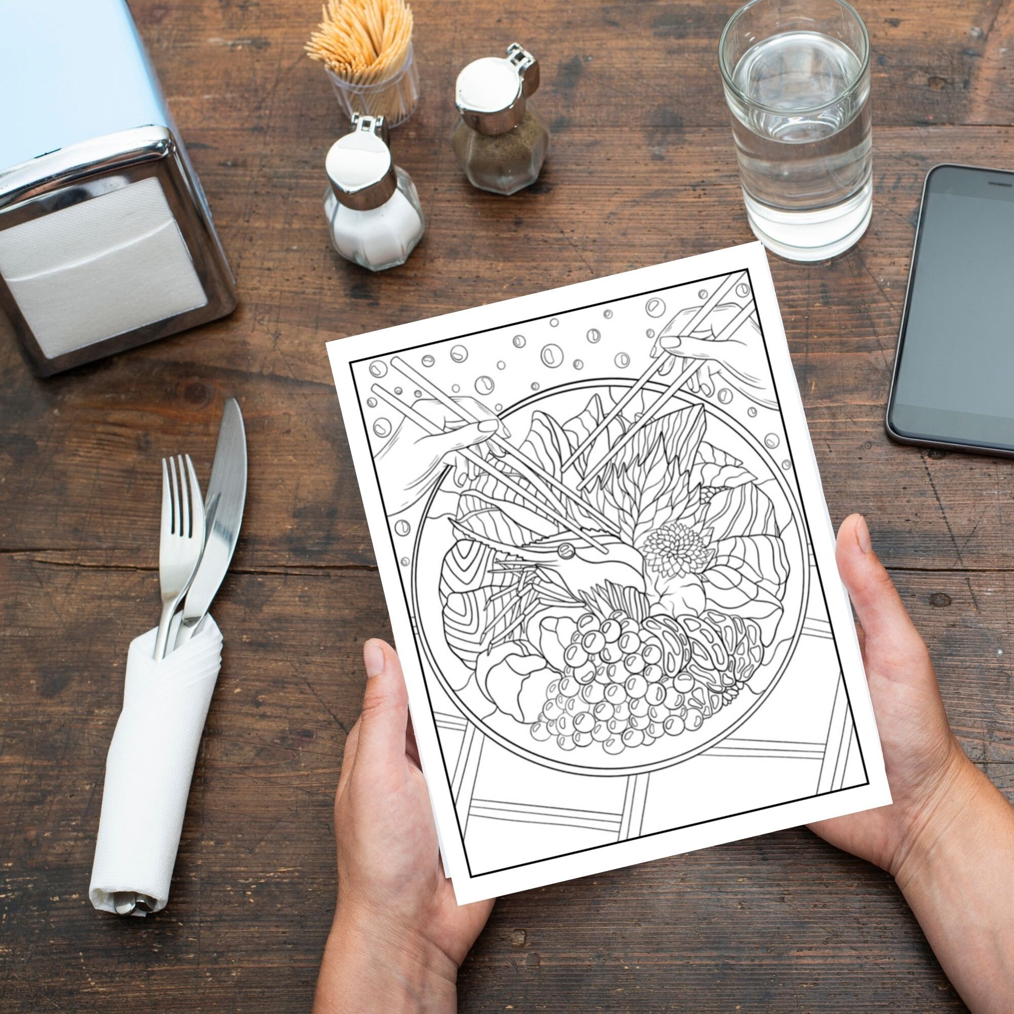 Food Coloring Pages: Delicious Food Coloring Book 130 Digital Coloring ...