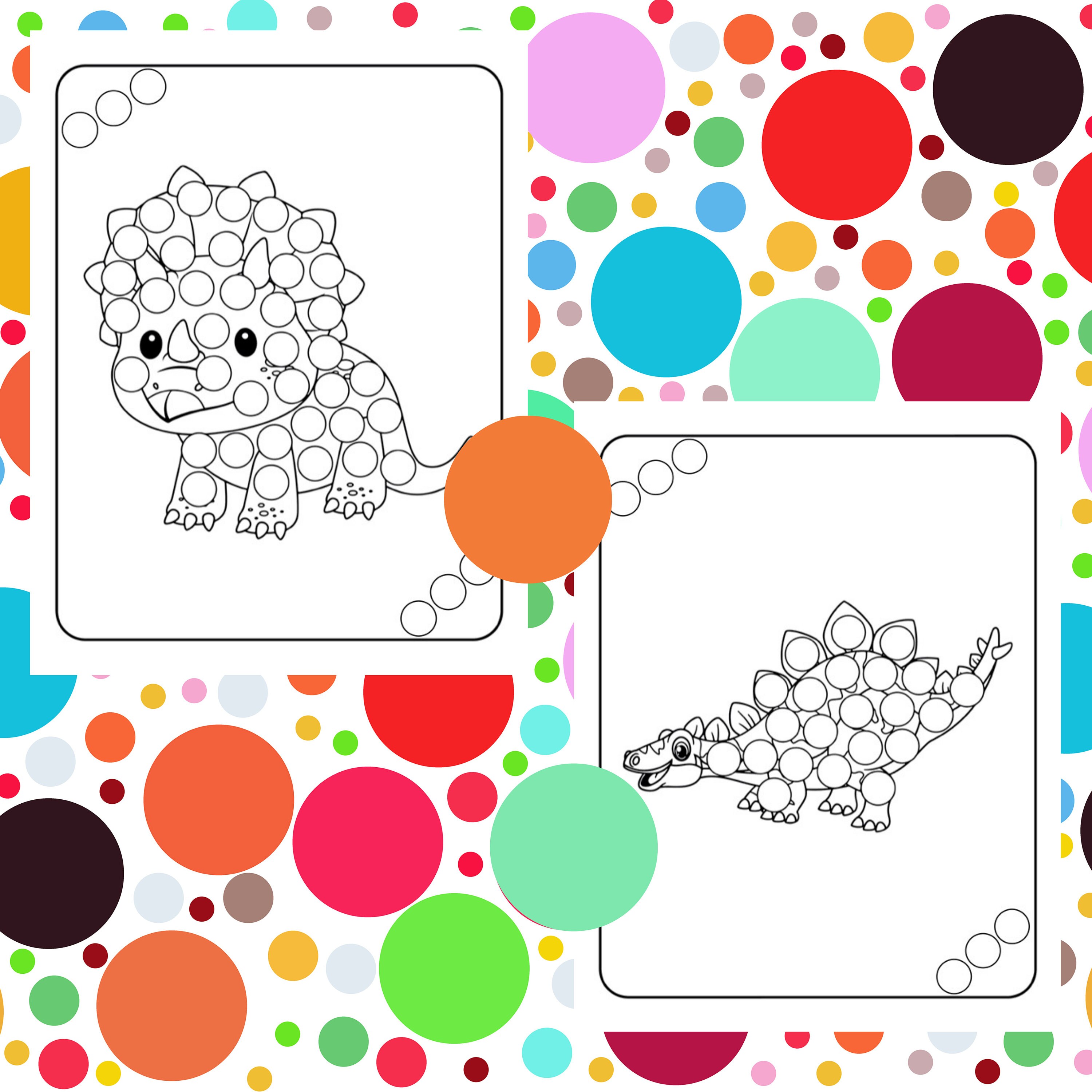Dinosaur Dot Marker Coloring Pages for Kids and Toddlers | Cute ...