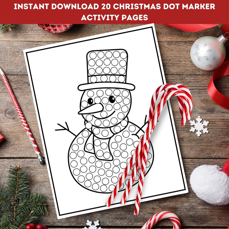 Christmas Dot Marker Coloring Pages: Winter Activity Book (PDF Download ...