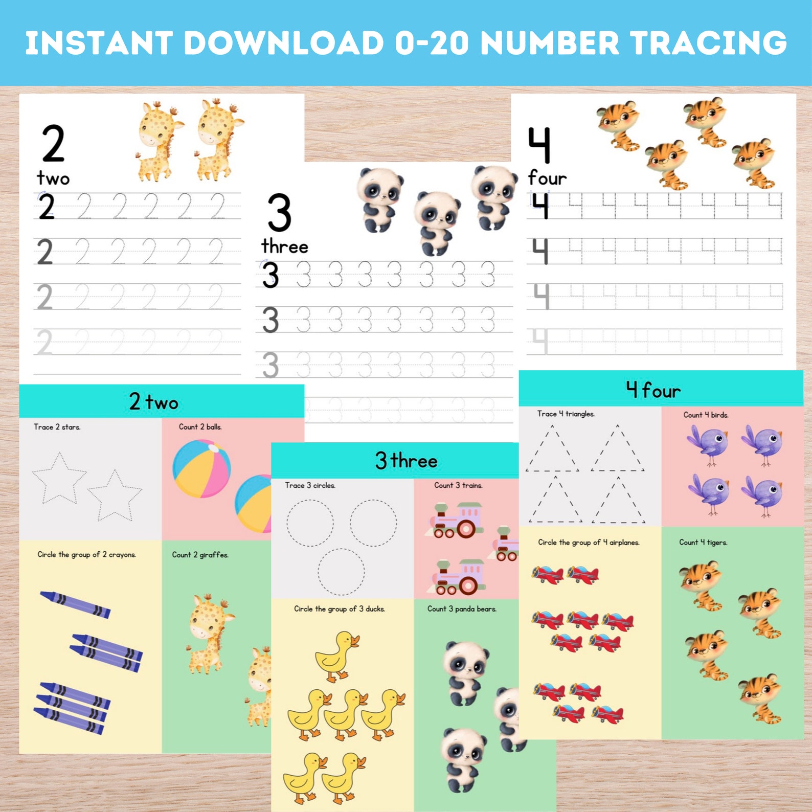 0-20 Number Practice and Activity Pages for Kids and Toddlers | Number ...