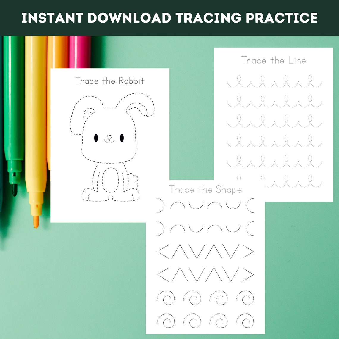 Tracing Practice and Activity Pages for Kids and Toddlers - Etsy