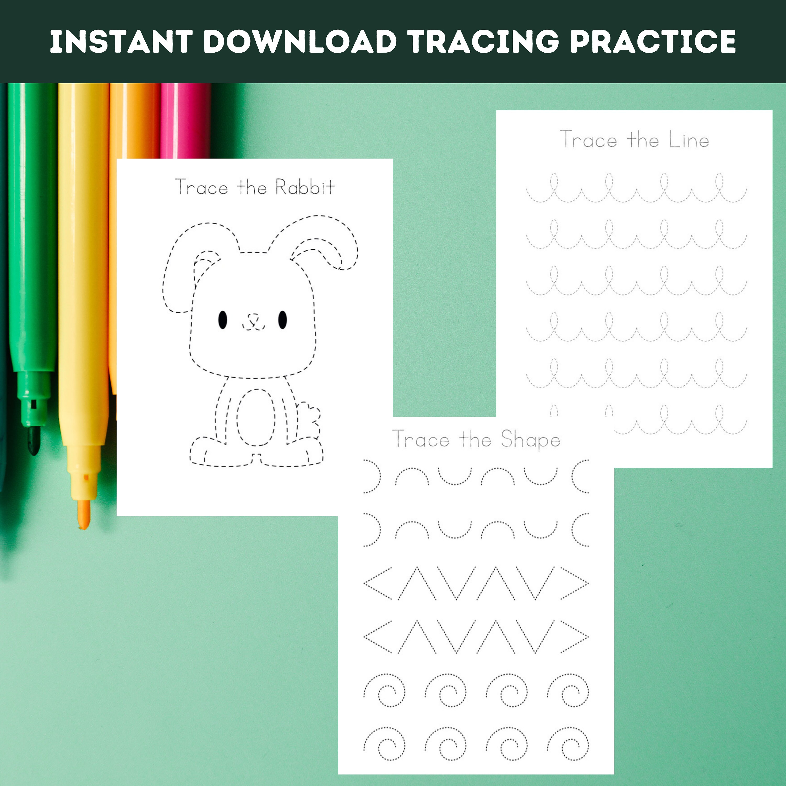 Tracing Practice and Activity Pages for Kids and Toddlers - Etsy