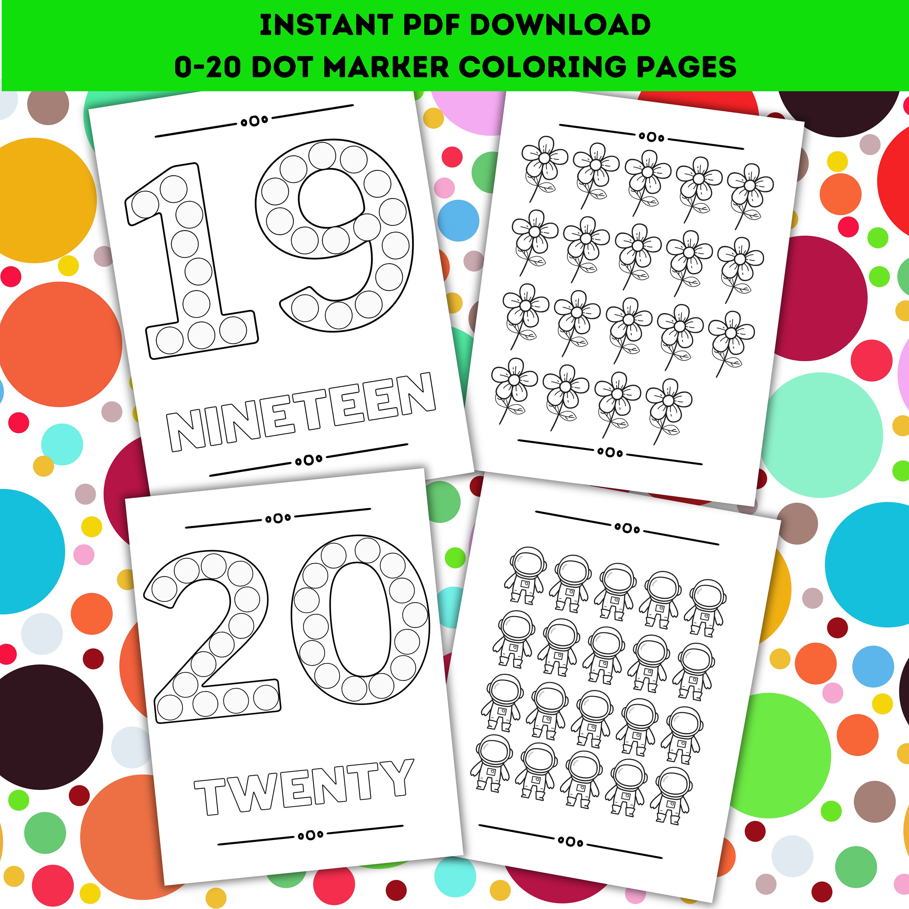 0-20 Number Dot Marker Coloring Pages for Kids and Toddlers | Do a Dot ...