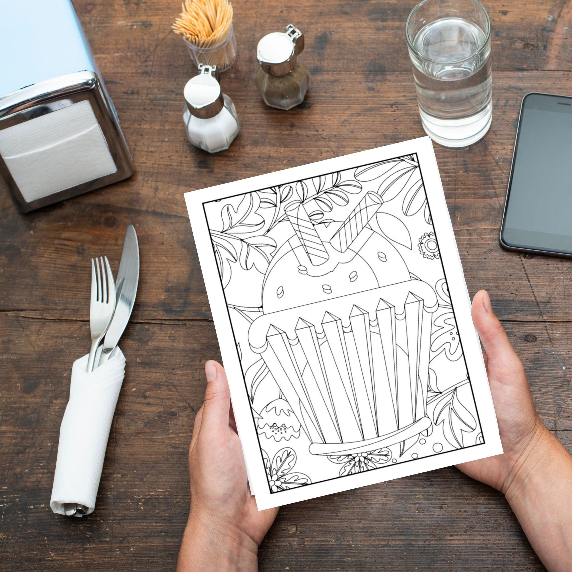 Food Coloring Pages: Delicious Food Coloring Book 130 Digital Coloring ...