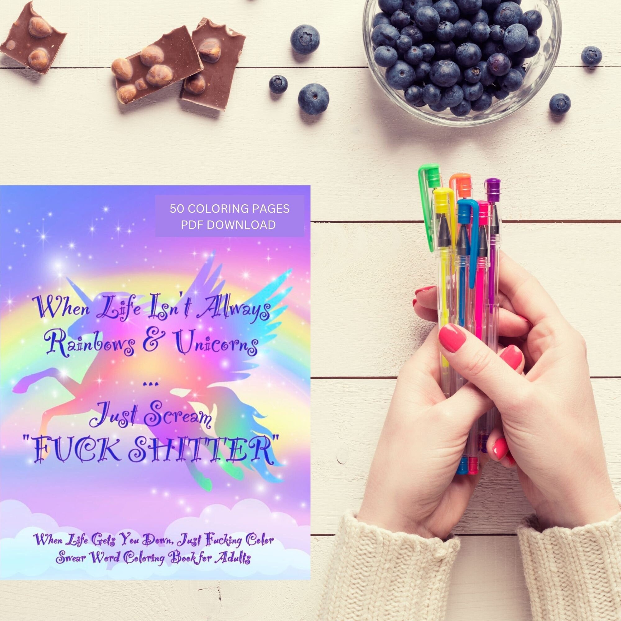 Adult Swear Word Coloring Book: 50 Printable Stress Relief Pages (PDF ...