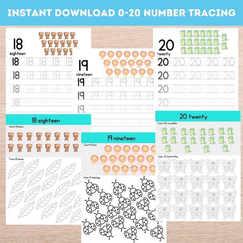 0-20 Number Practice and Activity Pages for Kids and Toddlers | Number ...