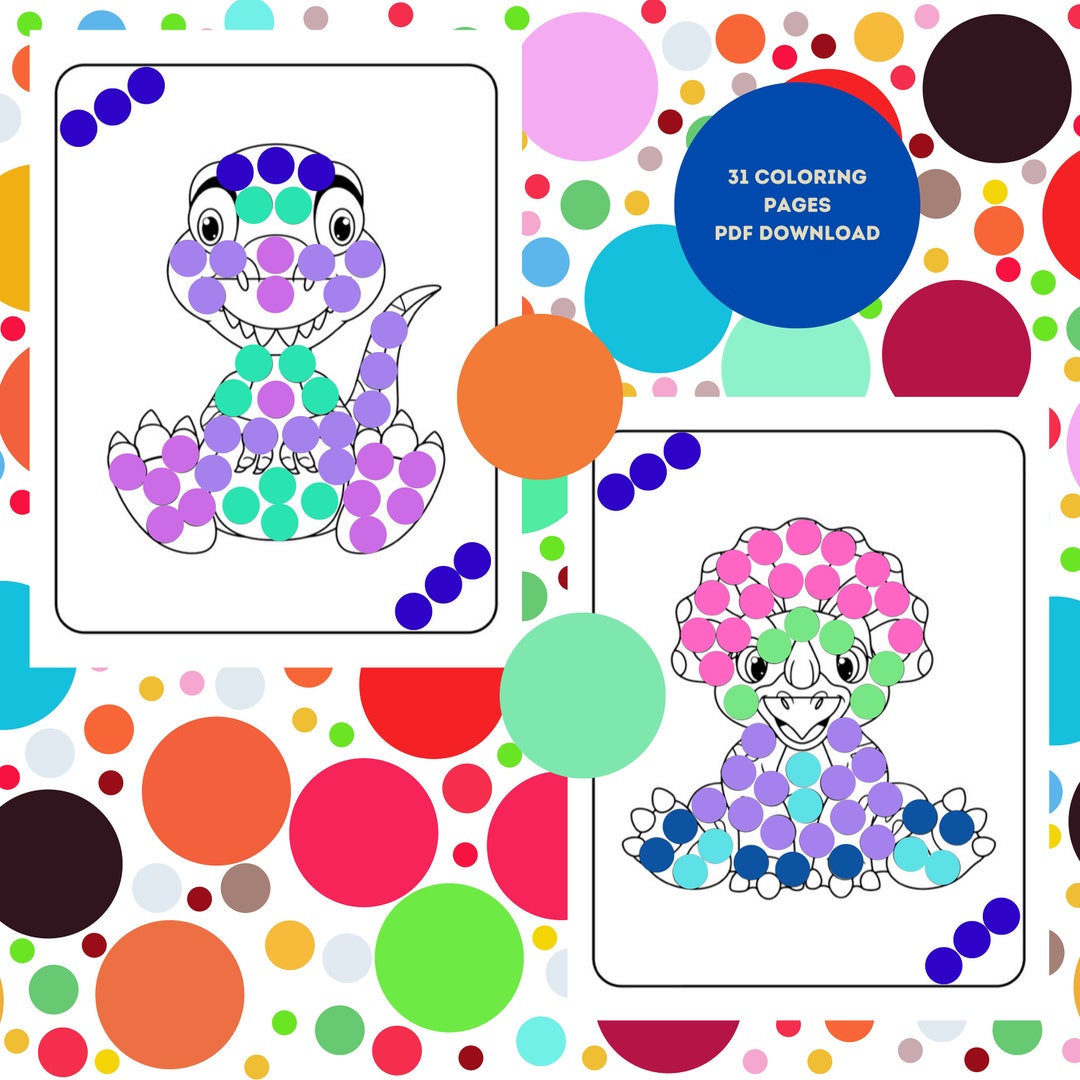 Dinosaur Dot Marker Coloring Pages for Kids and Toddlers | Cute ...