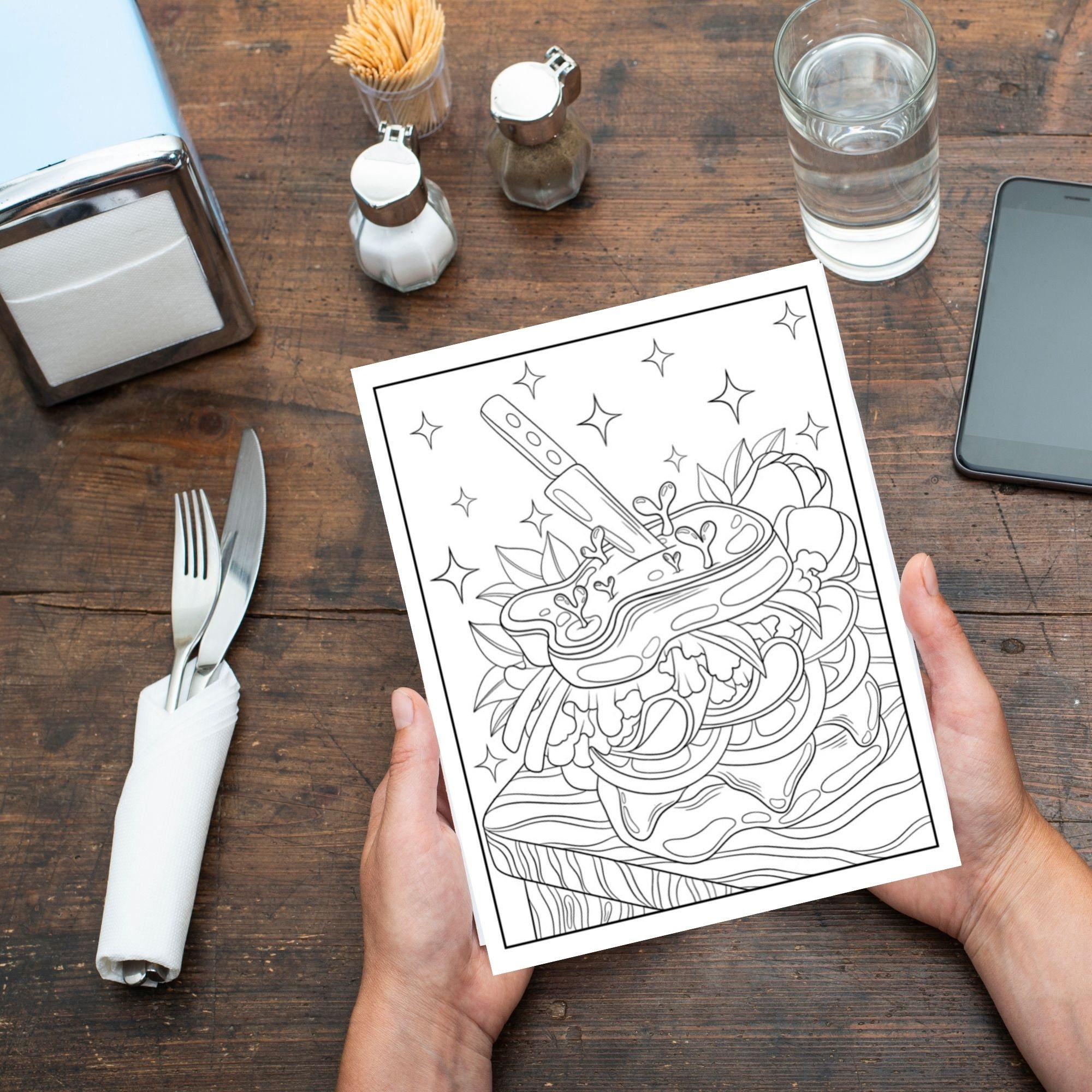 Food Coloring Pages: Delicious Food Coloring Book 130 Digital Coloring ...