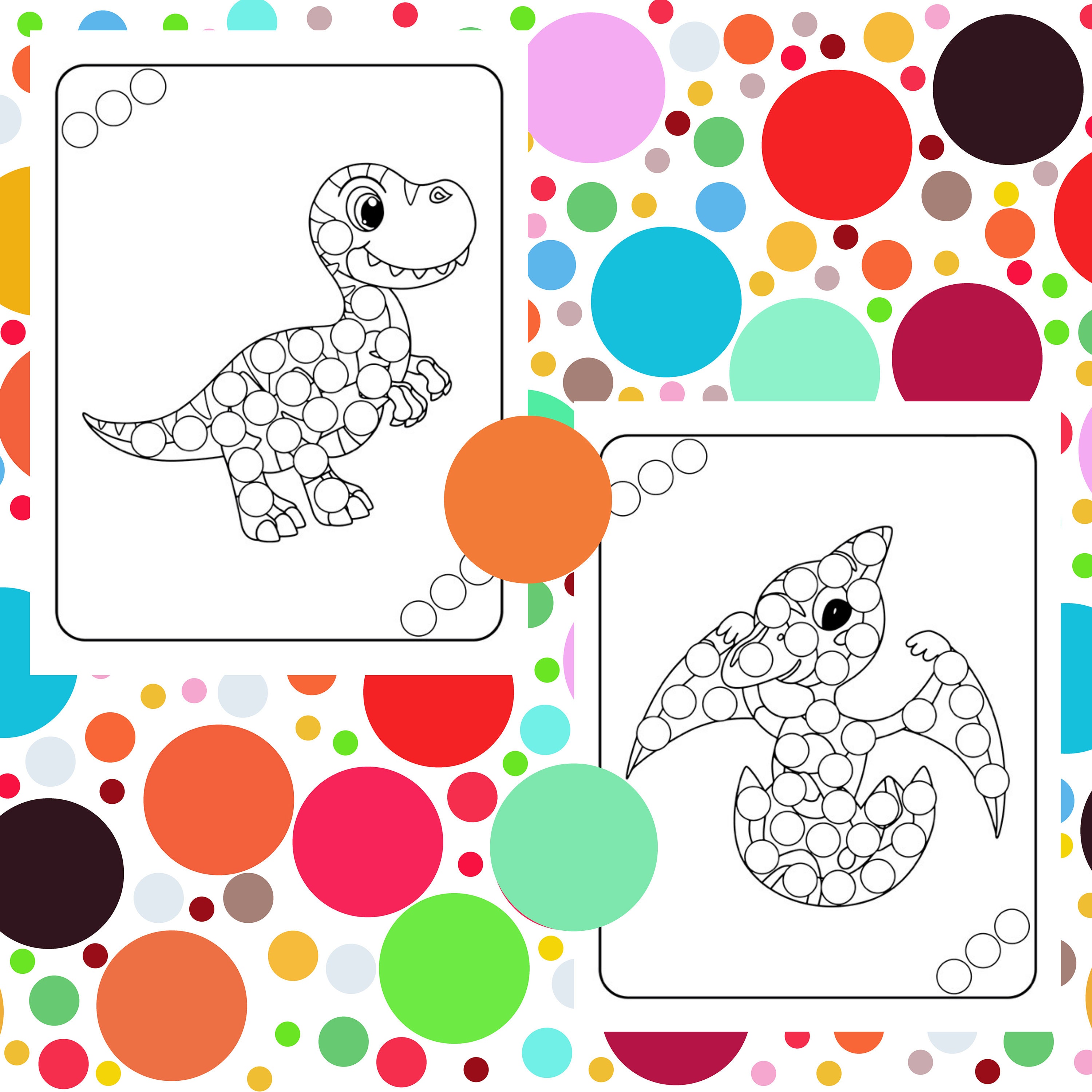 Dinosaur Dot Marker Coloring Pages for Kids and Toddlers | Cute ...