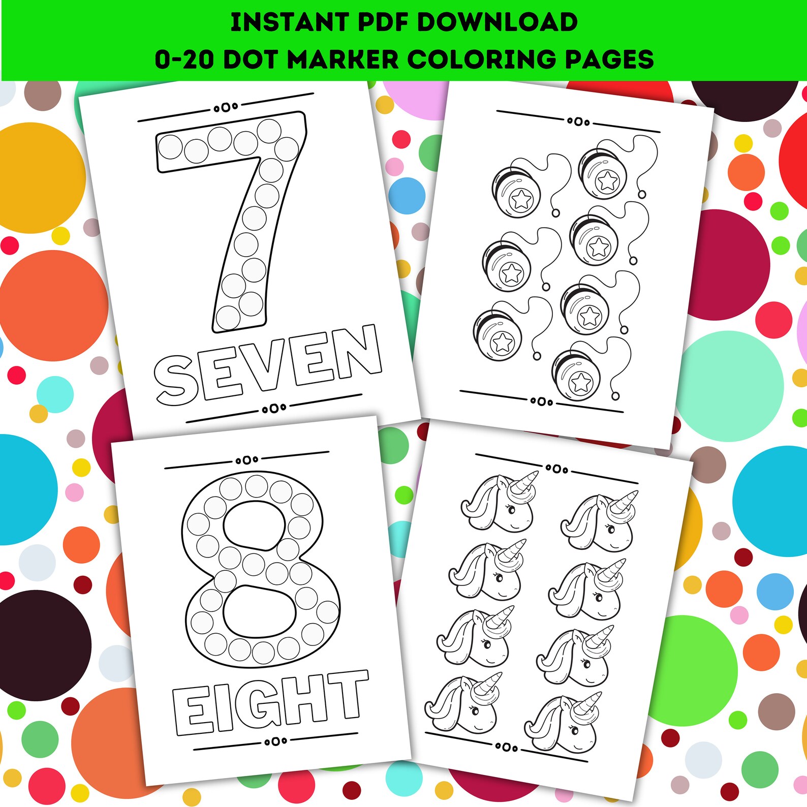 0-20 Number Dot Marker Coloring Pages for Kids and Toddlers | Do a Dot ...