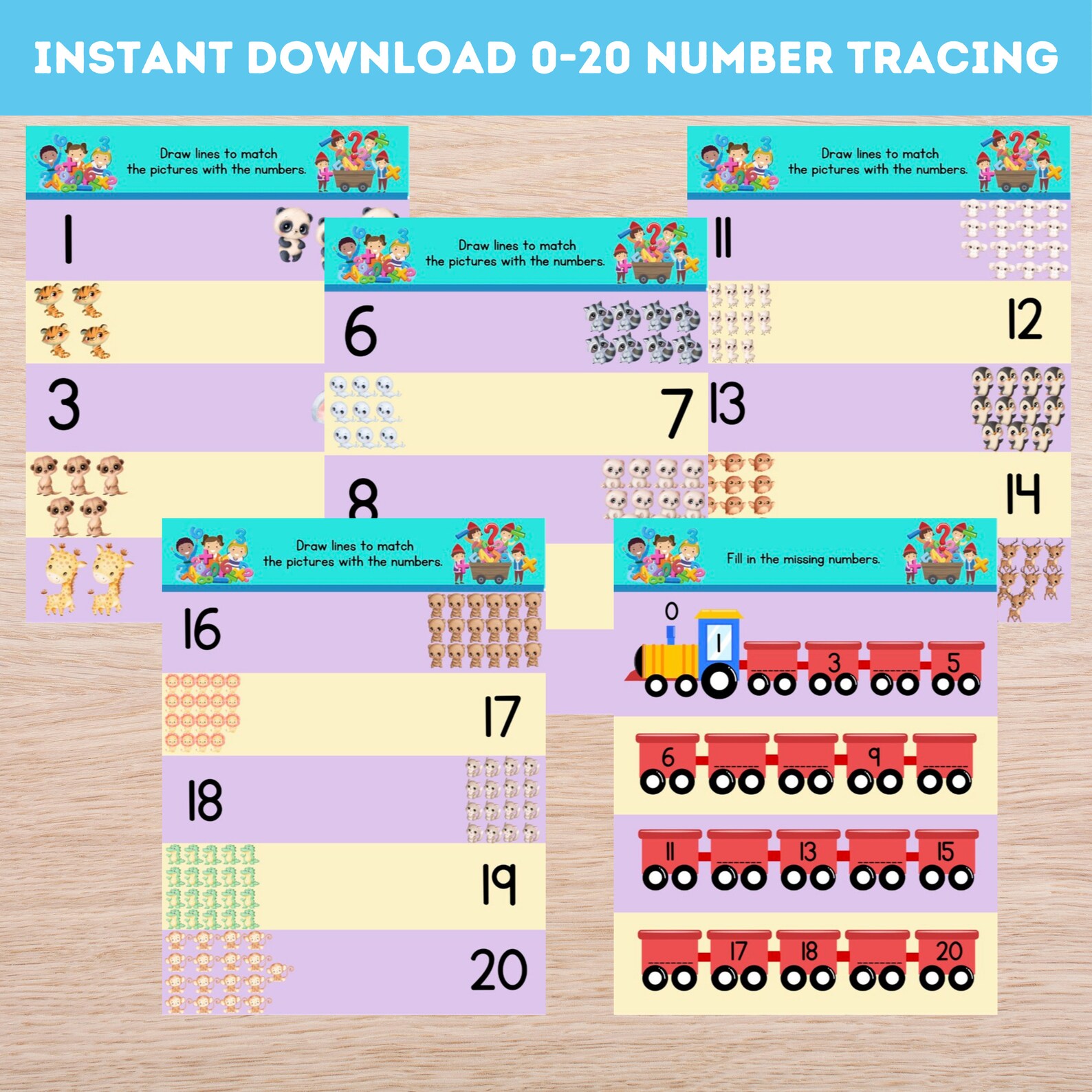 0-20 Number Practice and Activity Pages for Kids and Toddlers | Number ...