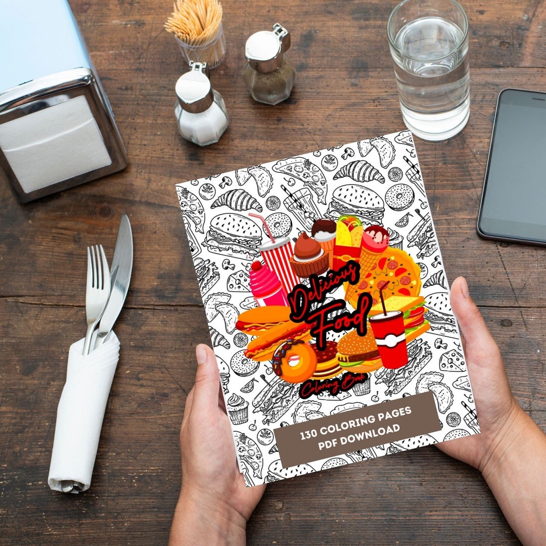 Food Coloring Pages: Delicious Food Coloring Book | 130 Digital ...