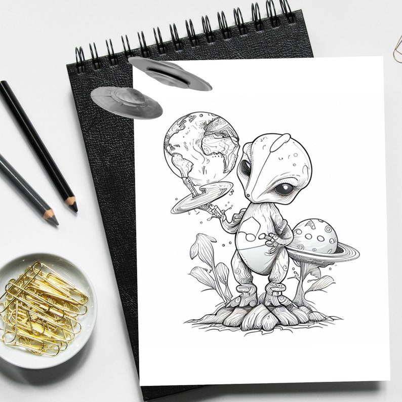 Alien Coloring Pages: Space Invaders Coloring Book for Adults and Kids ...