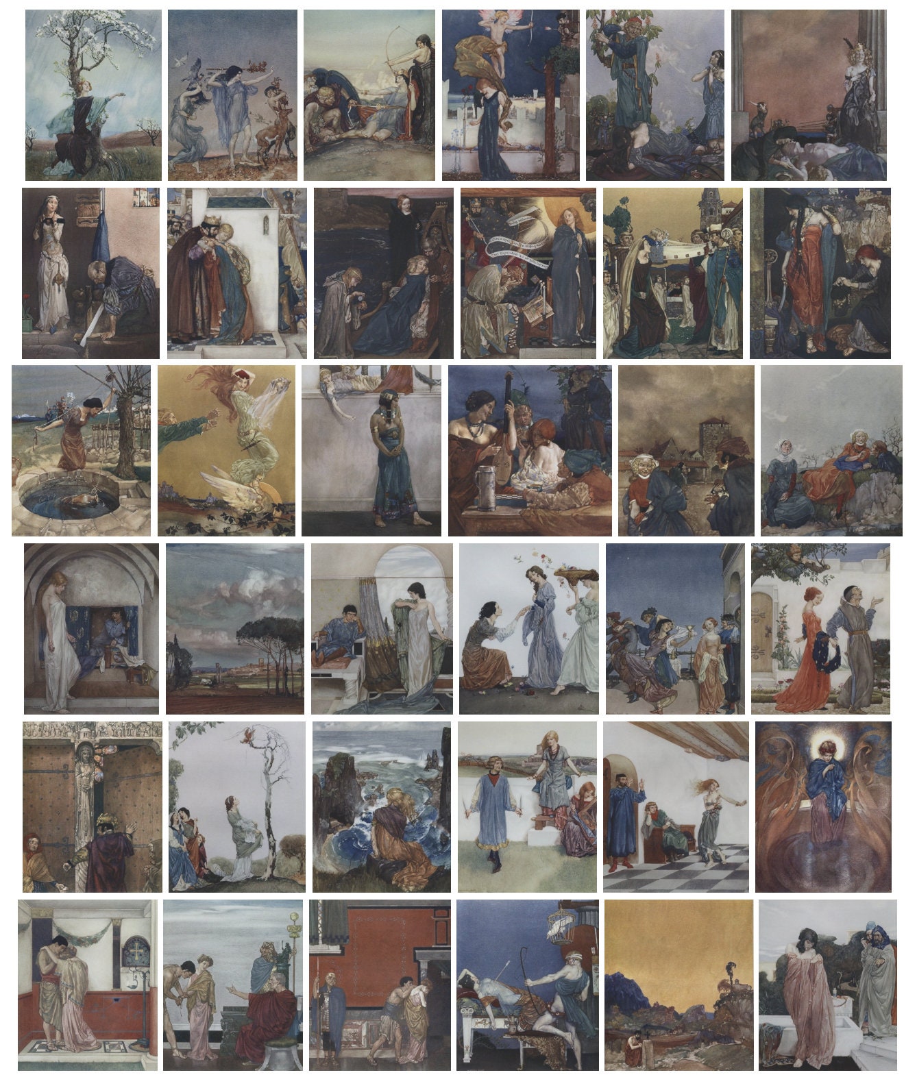 William Russell Flint - "the Canterbury Tales of Geoffrey Chaucer ...