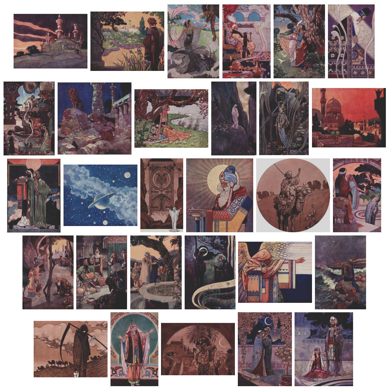 Rene Bull - "rubaiyat of Omar Khayyam" (1913): 29 Greeting Cards (C6 ...