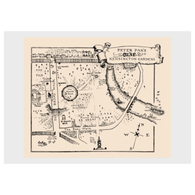 Arthur Rackham, Peter Pan's Map of Kensington Gardens, Golden Age of ...