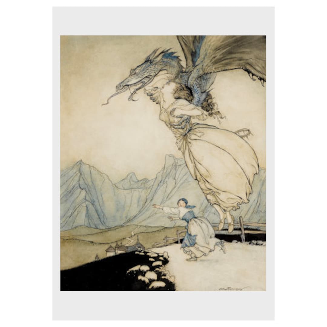 Arthur Rackham, Dragon, Queen, Allies' Fairy Book, Myth, Legend, Golden ...