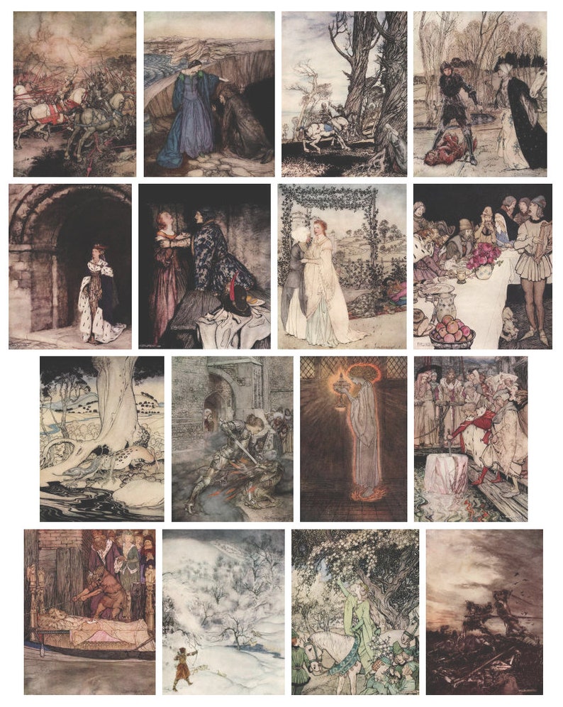 Arthur Rackham - "the Romance of King Arthur and His Knights of the ...
