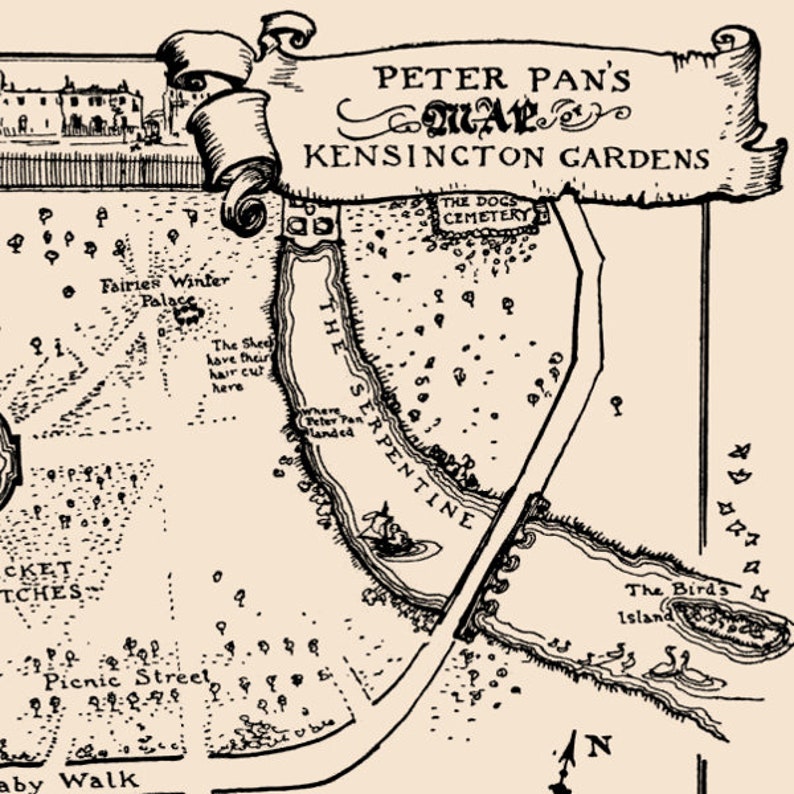 Arthur Rackham, Peter Pan's Map of Kensington Gardens, Golden Age of ...