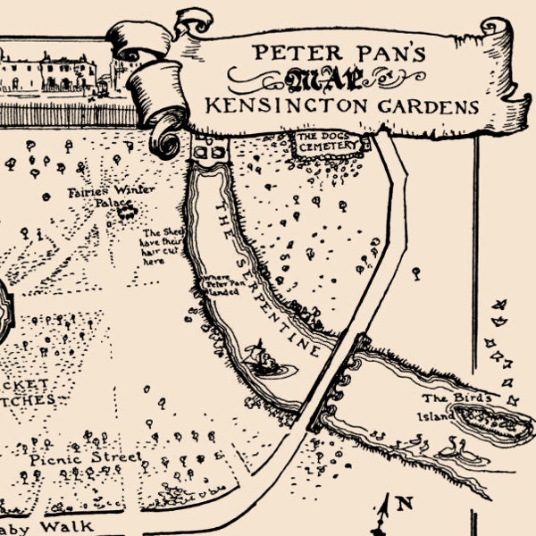 Arthur Rackham, Peter Pan's Map of Kensington Gardens, Golden Age of ...