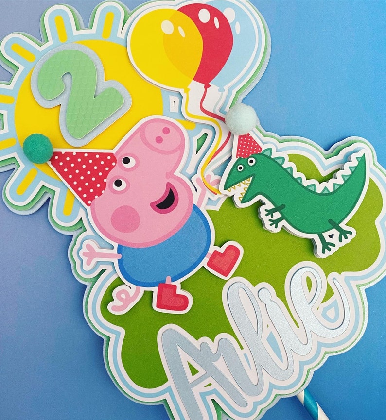 George Pig Personalised Cake Topper Peppa Pig George Peppa - Etsy