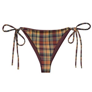 Preppy Bikini, Plaid Bikini Set in Earthy Tones, String Bikini Top ...