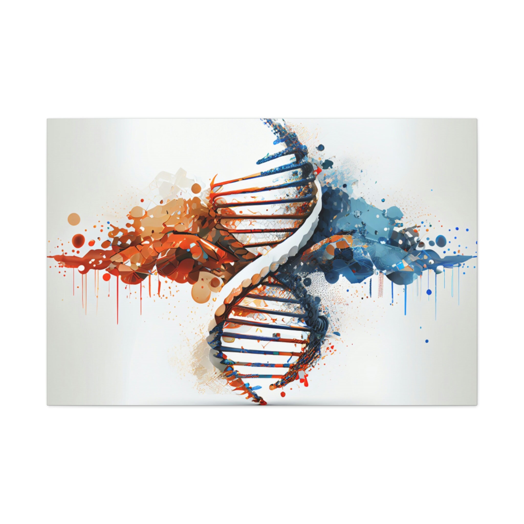 DNA Strand Splatter Painting Canvas Wall Art, Modern DNA Print Room ...