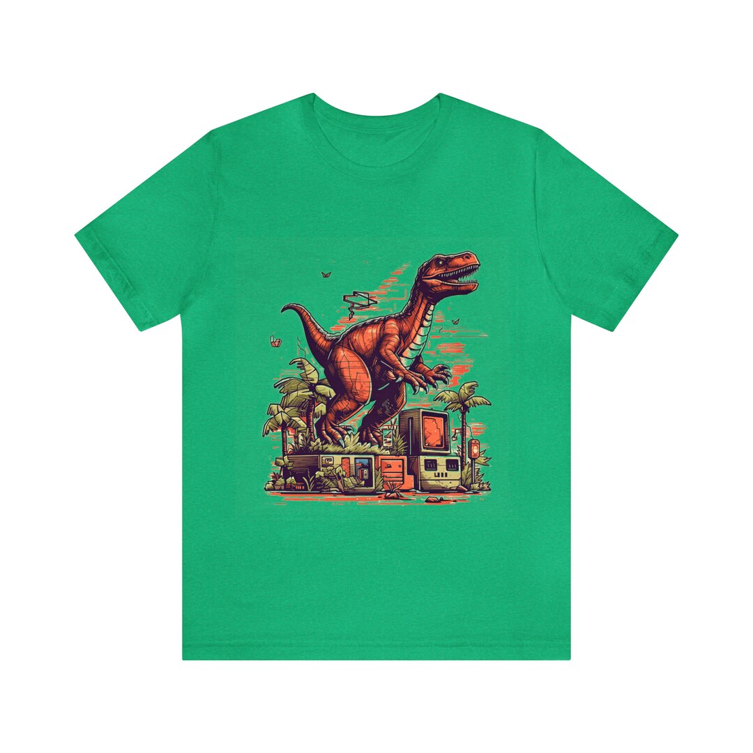 Retrosaurus Rex Dinosaur Tee, Arcade Game Inspired Shirt, 8-bit Design ...