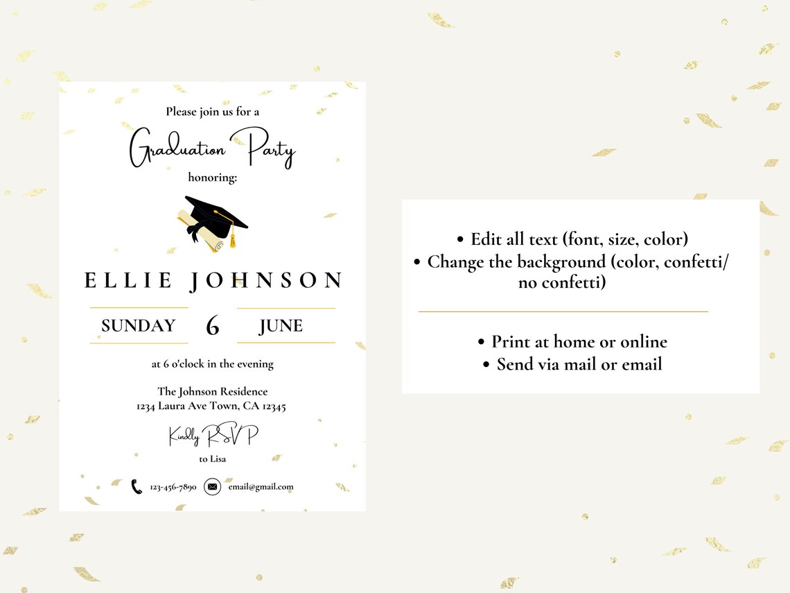 Grad Party Invite Template, Grad Party Invite Digital, Grad Party ...