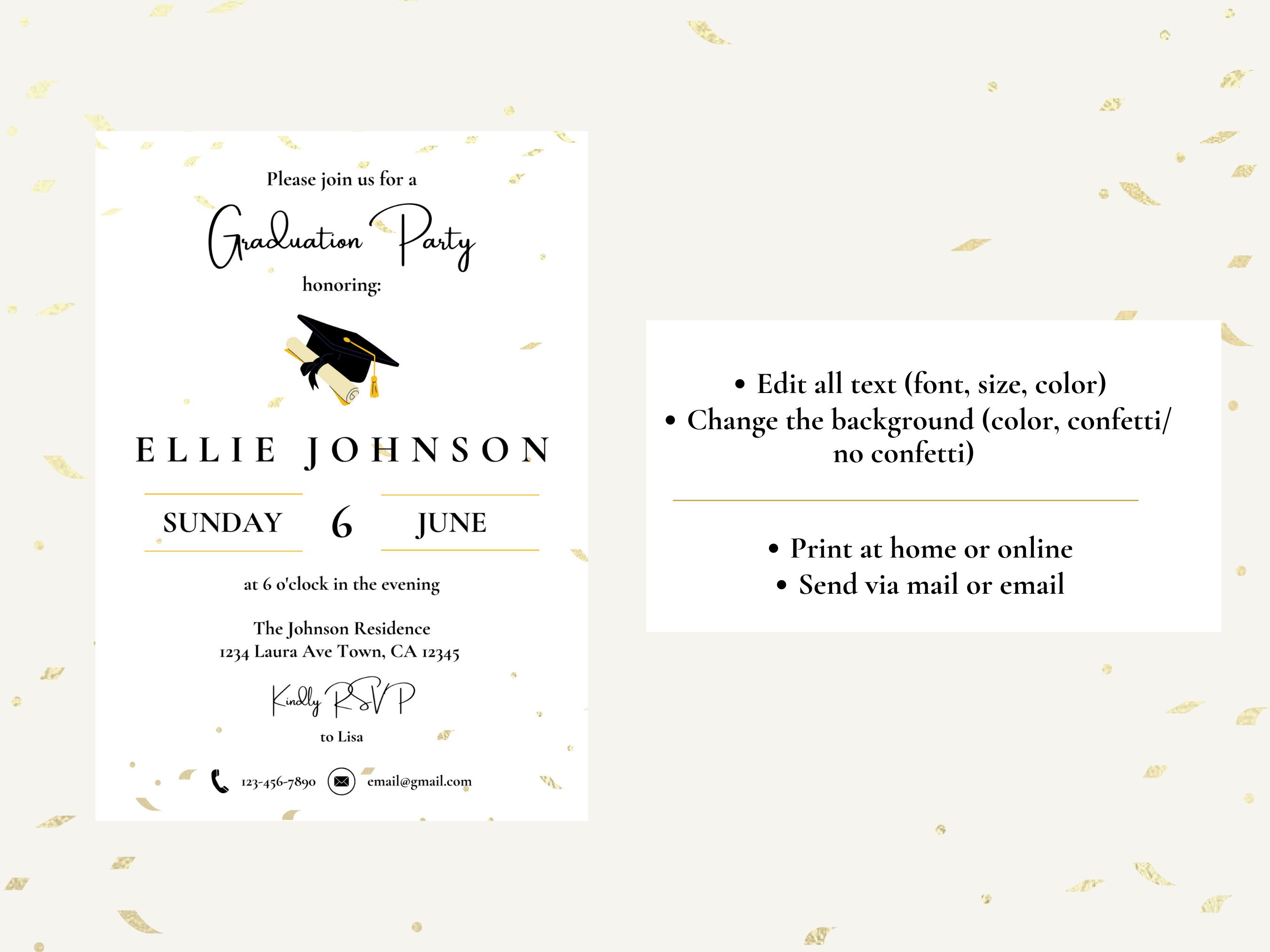 Grad Party Invite Template, Grad Party Invite Digital, Grad Party ...