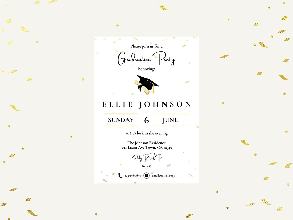 Grad Party Invite Template, Grad Party Invite Digital, Grad Party ...