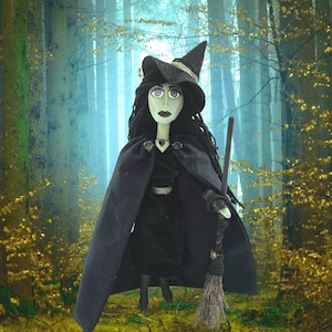 Wicked Witch Doll, Handmade and Handpainted 12in Ooak Green Wicked ...