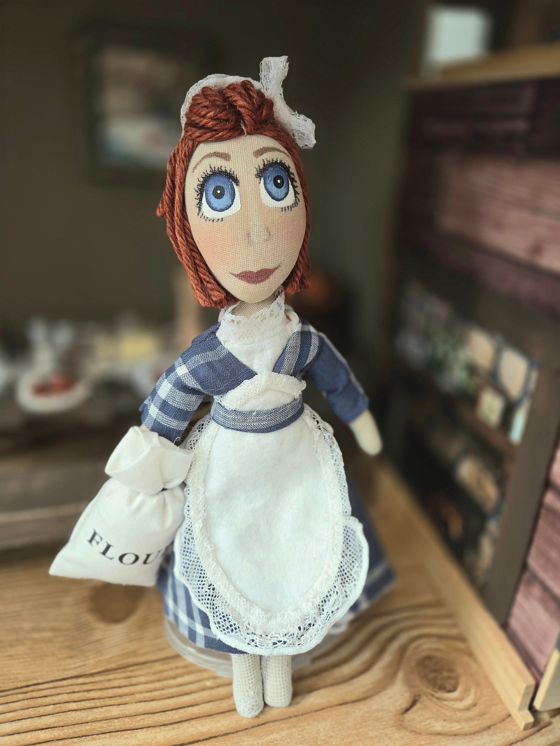 Baker Doll, Handmade and Handpainted Woodland Baker With Flour Sack ...