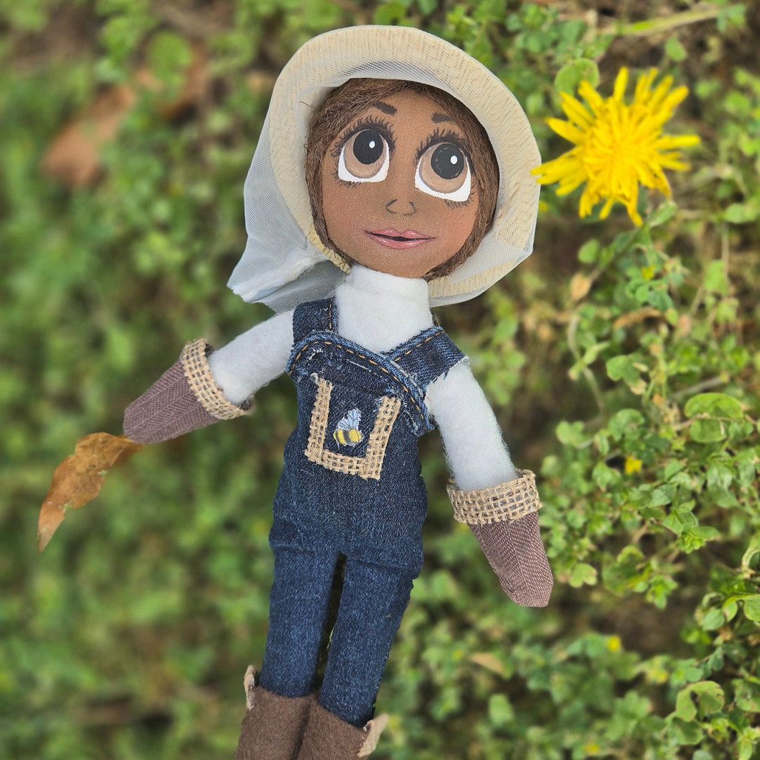 Beekeeper Doll, Handmade and Handpainted 9 Beekeeper Doll With Hat and ...