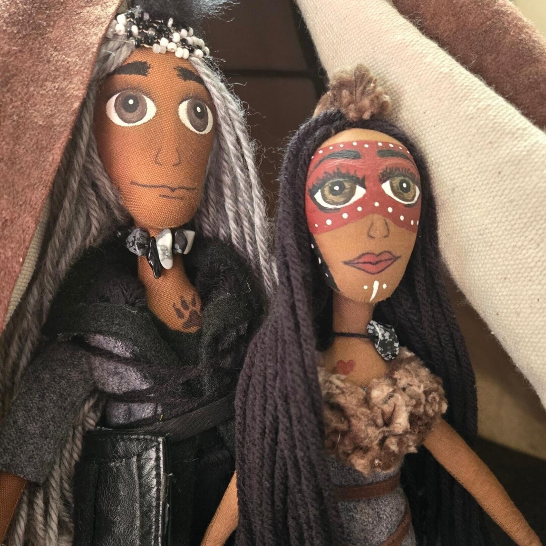 Native Dolls, Handmade and Handpainted 9 Native Couple, Native Wolf ...