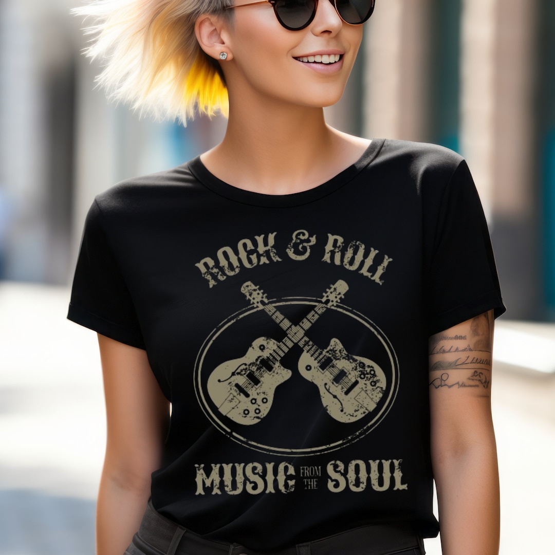 Vintage Rock and Roll Graphic Shirt, Guitar Retro T-shirts, Rocker ...
