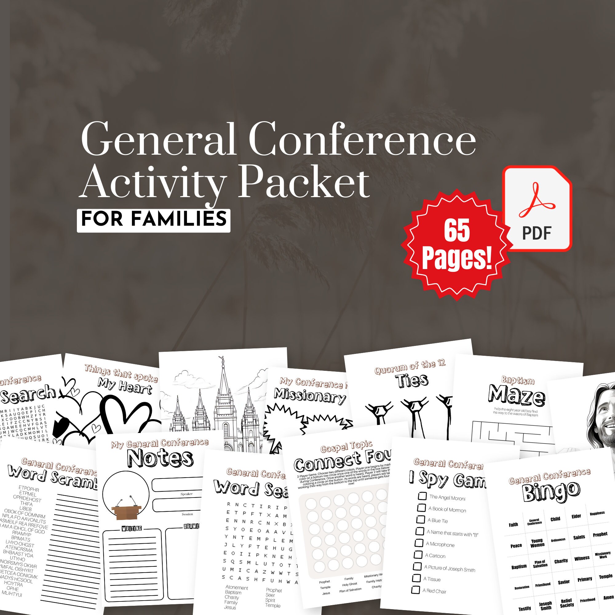 LDS General Conference Activity Packet for Families, Kids, Teens, LDS ...